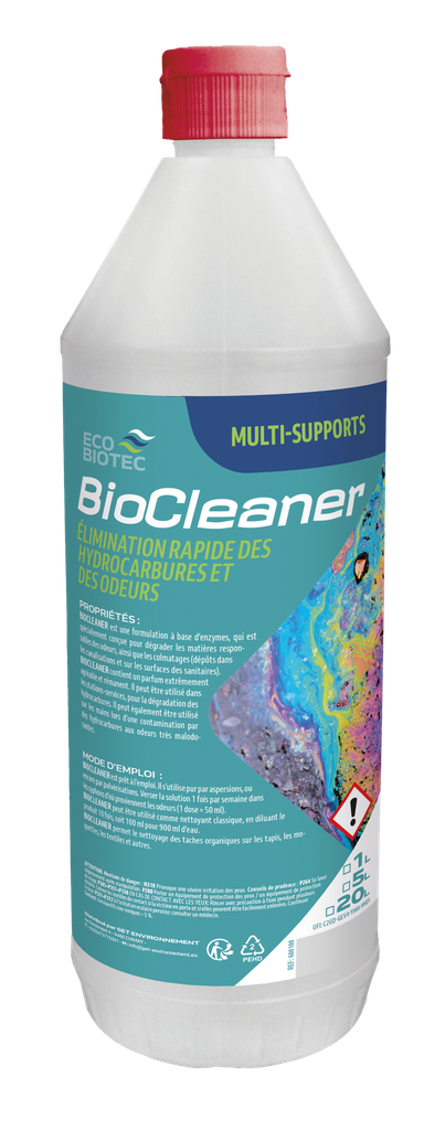 BioCleaner 1L : Élimination rapide des hydrocarbures et odeurs